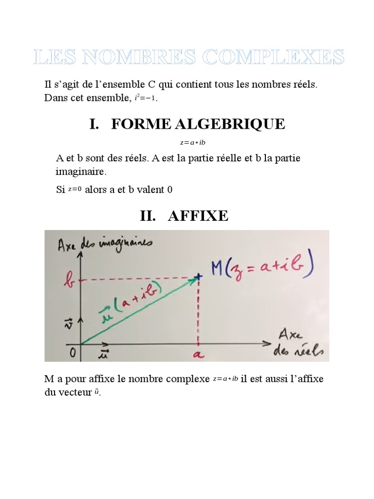 Nombres Complexes Pdf Nombre Complexe Algèbre Générale