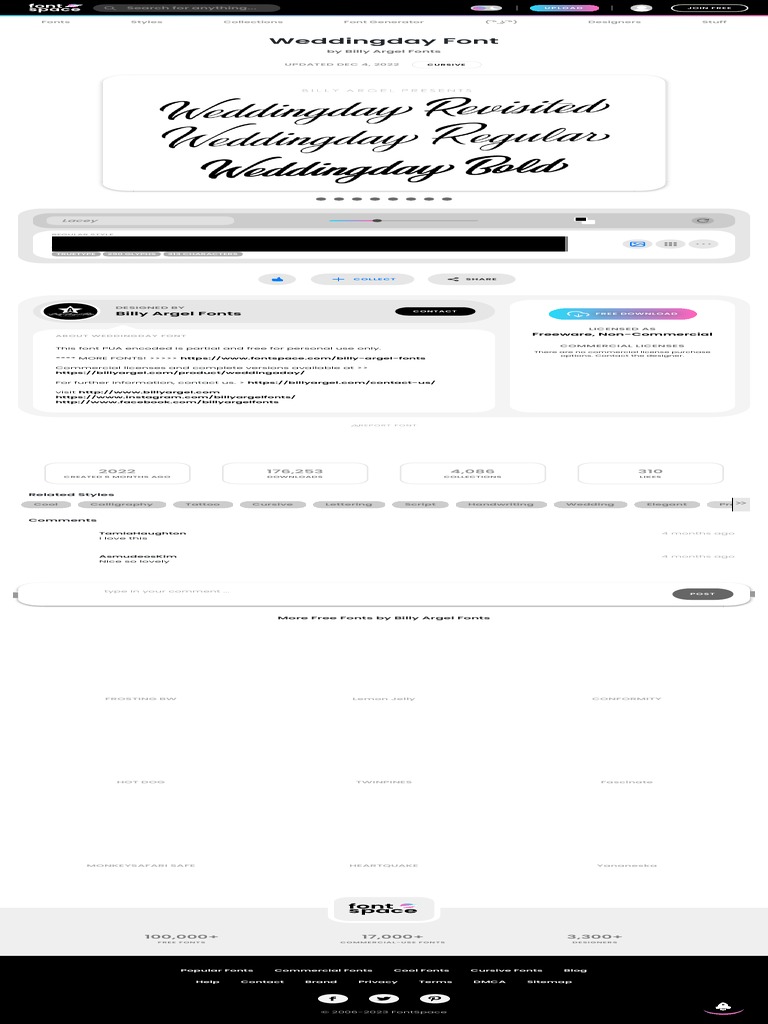 Weddingday Font Billy Argel Fonts FontSpace | PDF | Typefaces | Writing