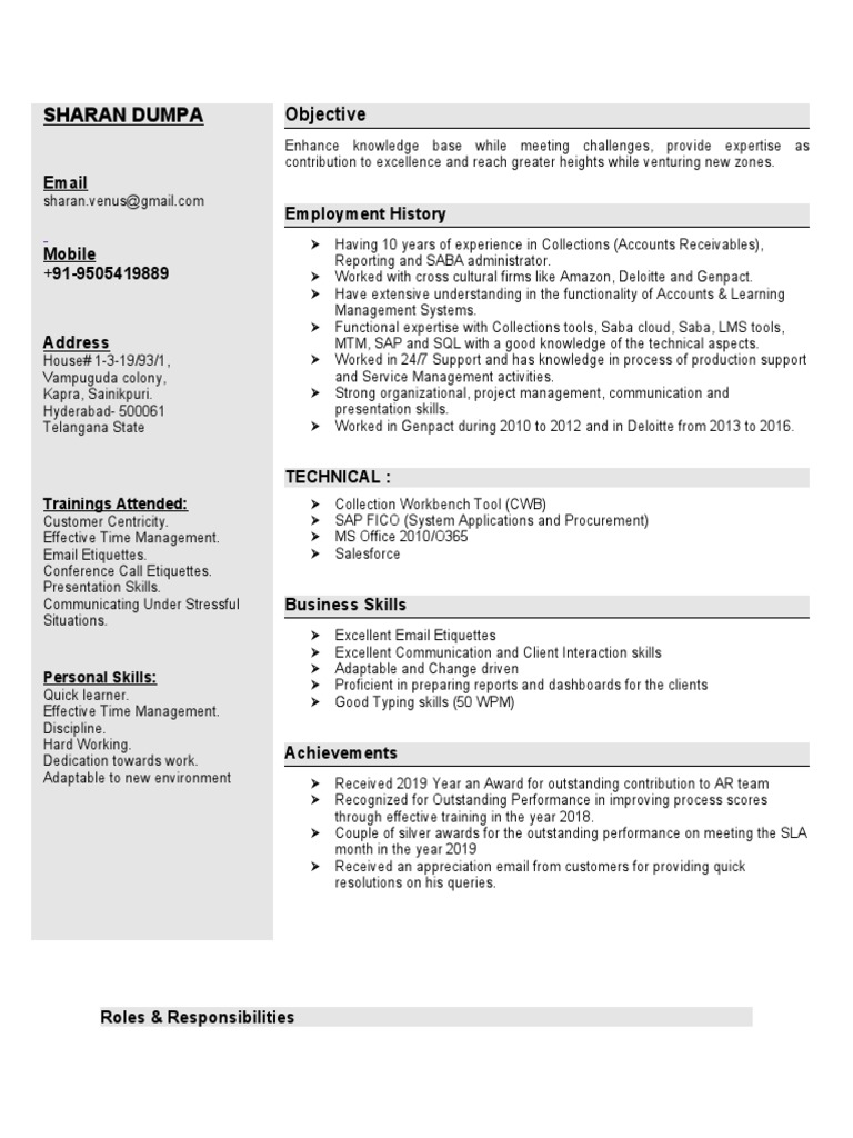Sharan Resume | PDF | Business | Invoice