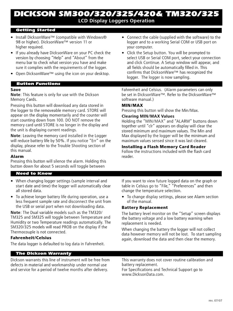 Dickson Industrial 320 Manual de Usuario | PDF | Computer Engineering ...