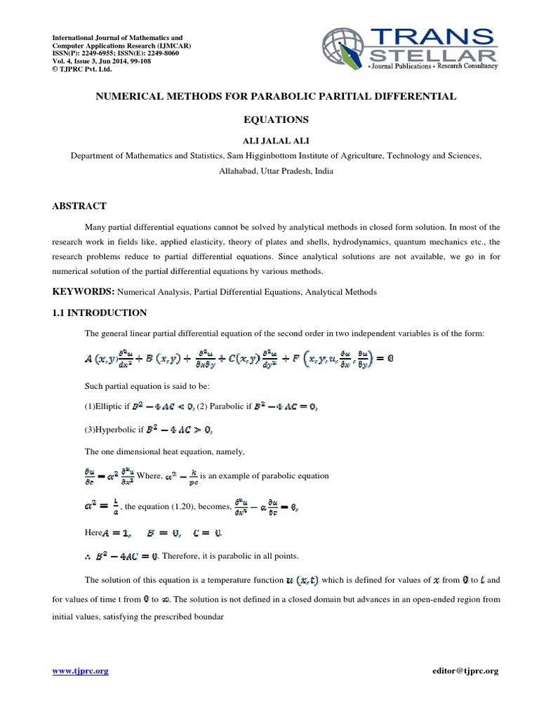 NUMERICAL_METHODS_FOR_PARABOLIC_PARITIAL | PDF | Partial Differential ...
