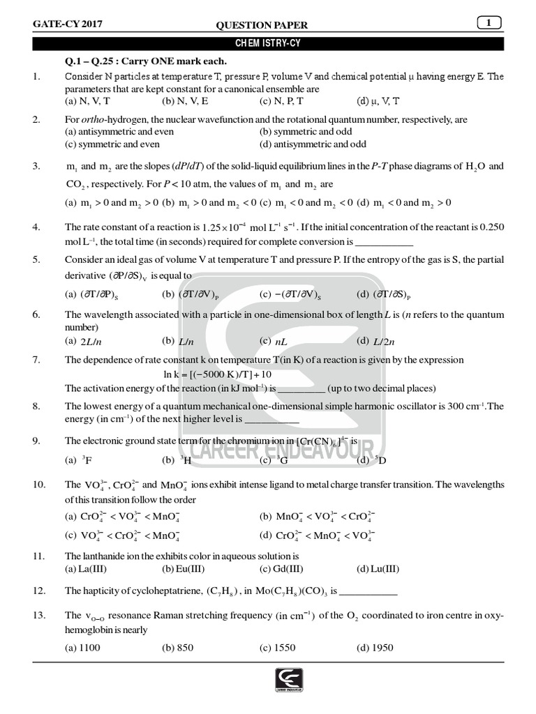 Gate 2017 Cy | PDF | Adsorption | Chemistry