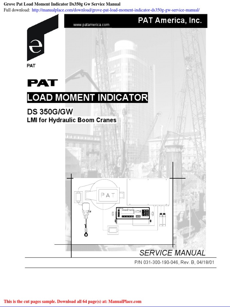 Grove Pat Load Moment Indicator Ds350g Gw Service Manual | PDF