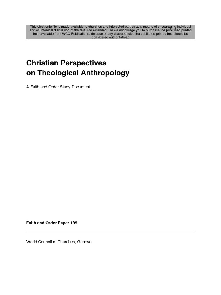 Christian Perspective On Theological Anthropology | PDF