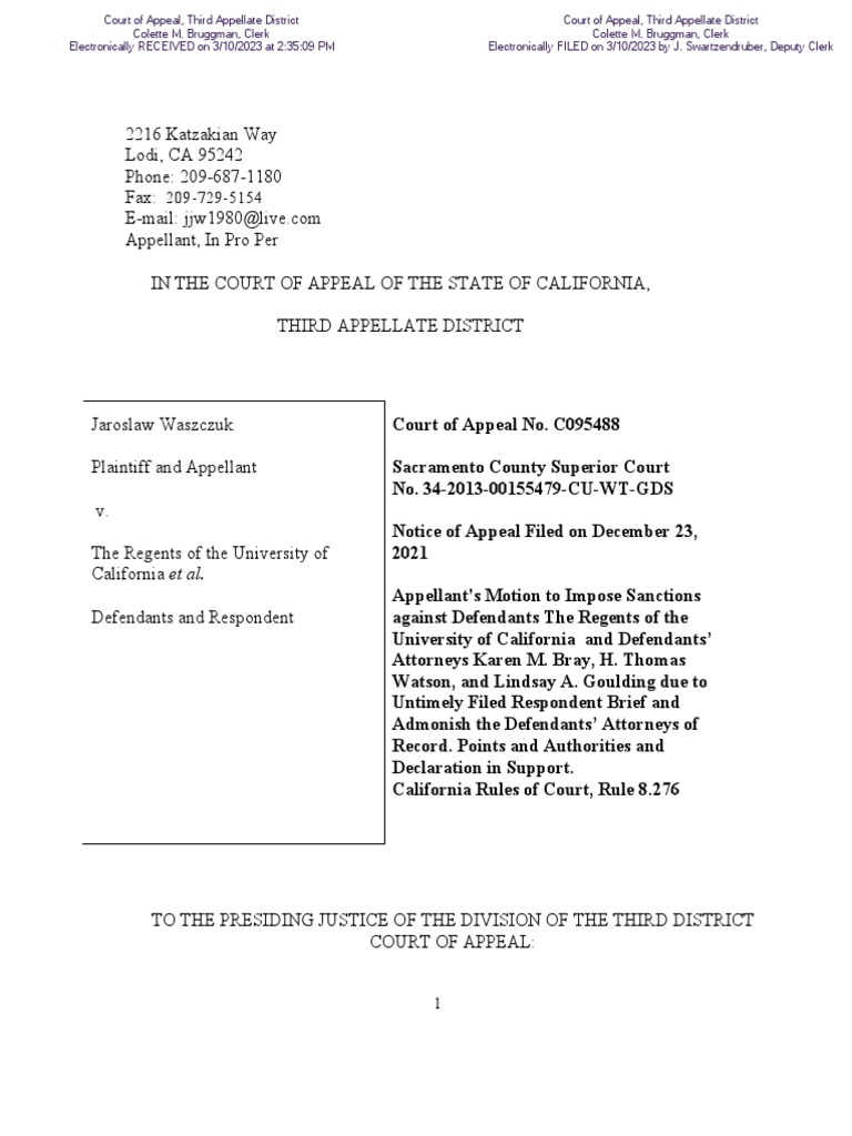 03-10-2023-Appellant's Motion To Impose Sanctions Against The Regents ...