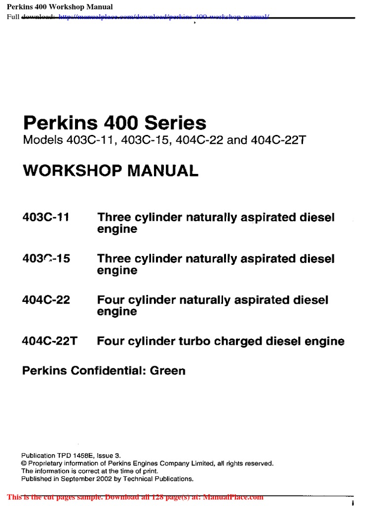 Perkins 400 Workshop Manual | PDF