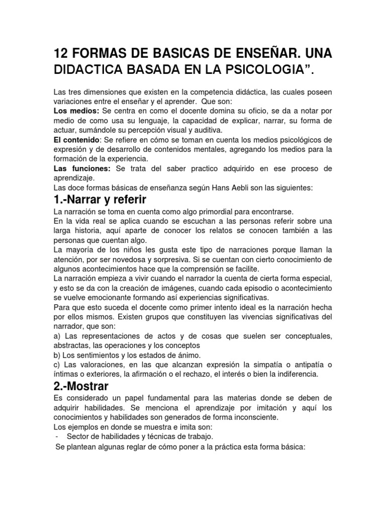 12 Formas de Basicas de Enseñar | PDF