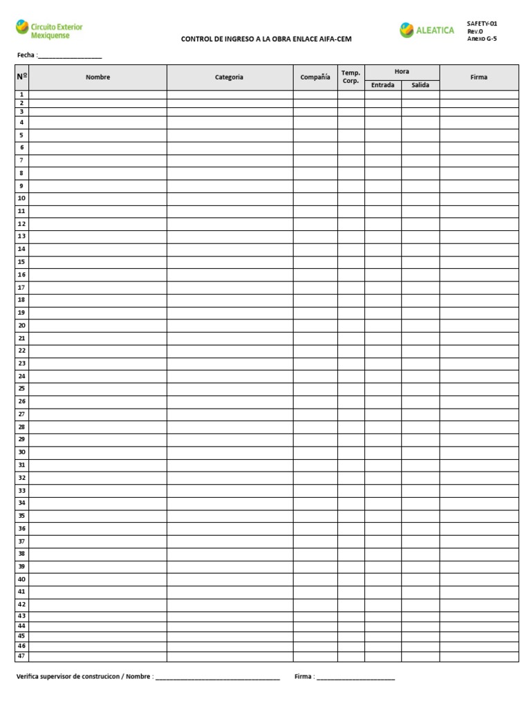 CONTROL DE ACCESO A OBRA OPCEM -rev. 2 | PDF