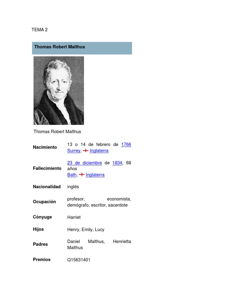 Tema 2 Malthus | PDF | Superproducción | Economias