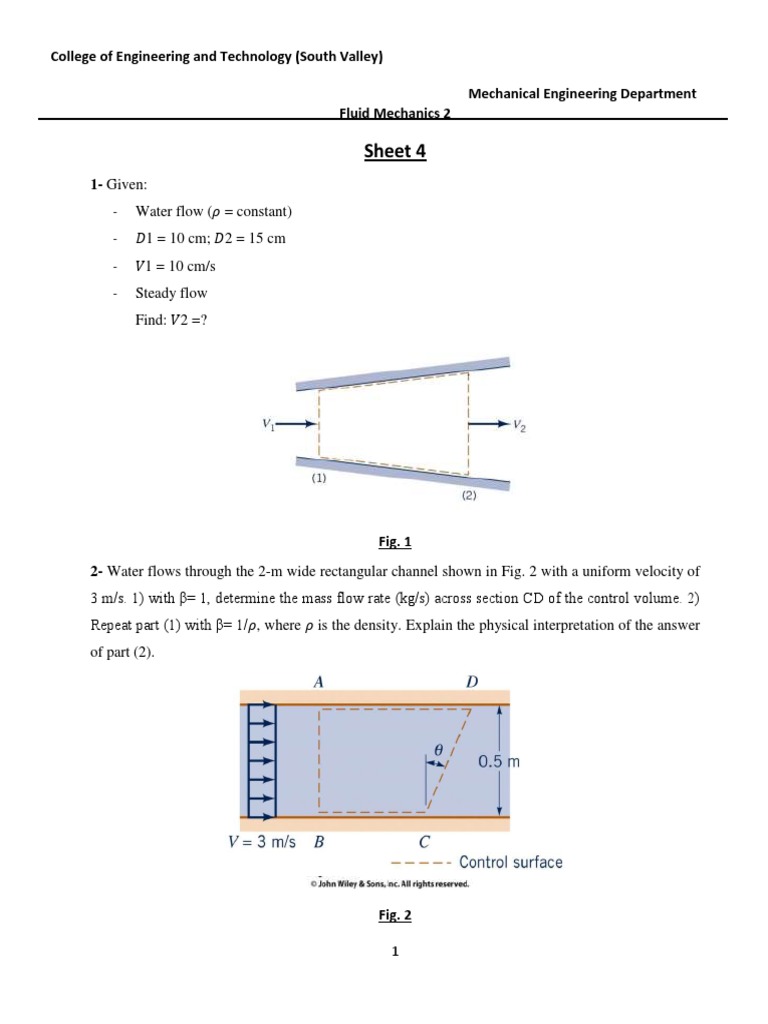 Sheet 4 | PDF | Fluid Dynamics | Navier–Stokes Equations