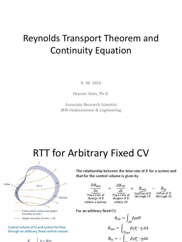 RTT Examples and Continuity Eq 09-30-2016 | PDF | Fluid Dynamics | Integral