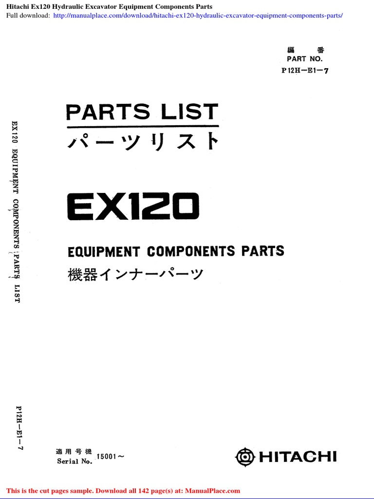 Hitachi EX120 Excavator Parts Guide | PDF