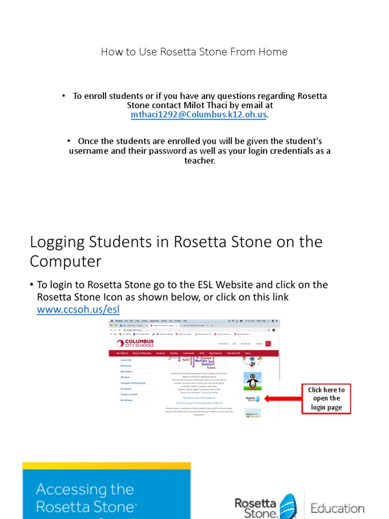 Accessing Rosetta Stone Through ESL Website | PDF | Login | Online And ...