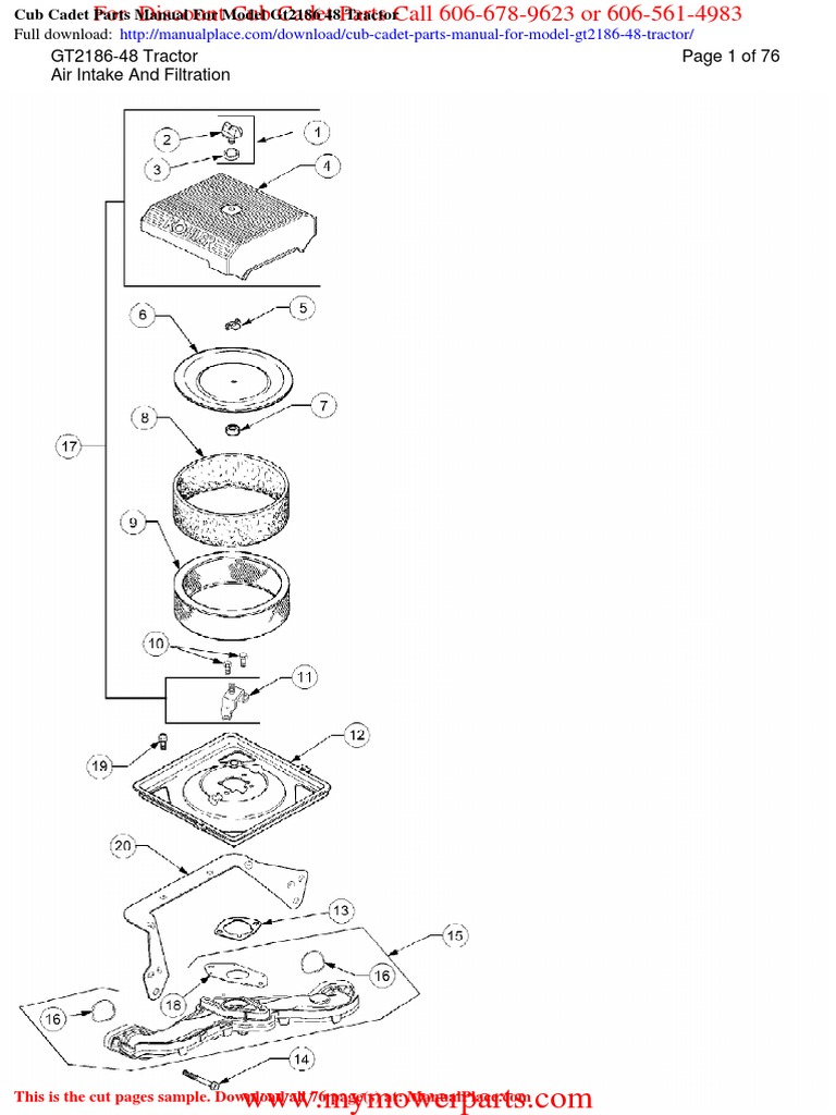 Cub Cadet Parts Manual for Model Gt2186 48 Tractor | PDF