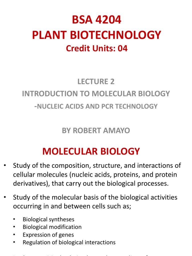 Introduction To Plant Biotechnology-Lecture 2 | PDF | Real Time ...