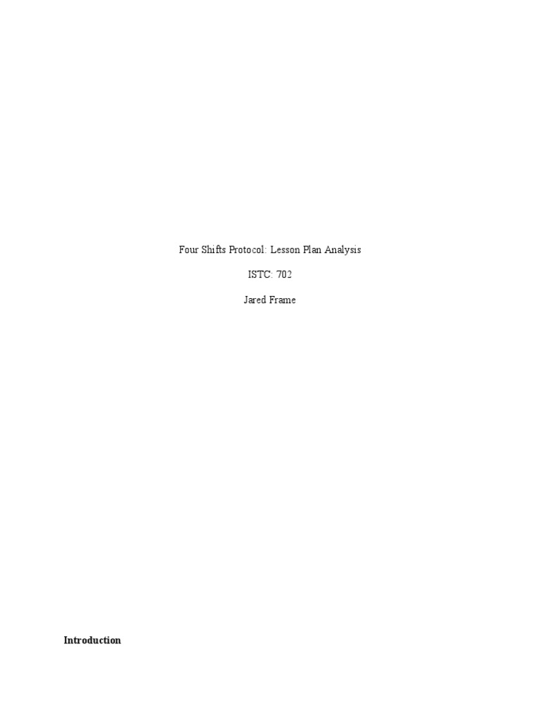 Istc 702 Four Shifts Protocol Lesson Plan Analysis | PDF | Learning ...