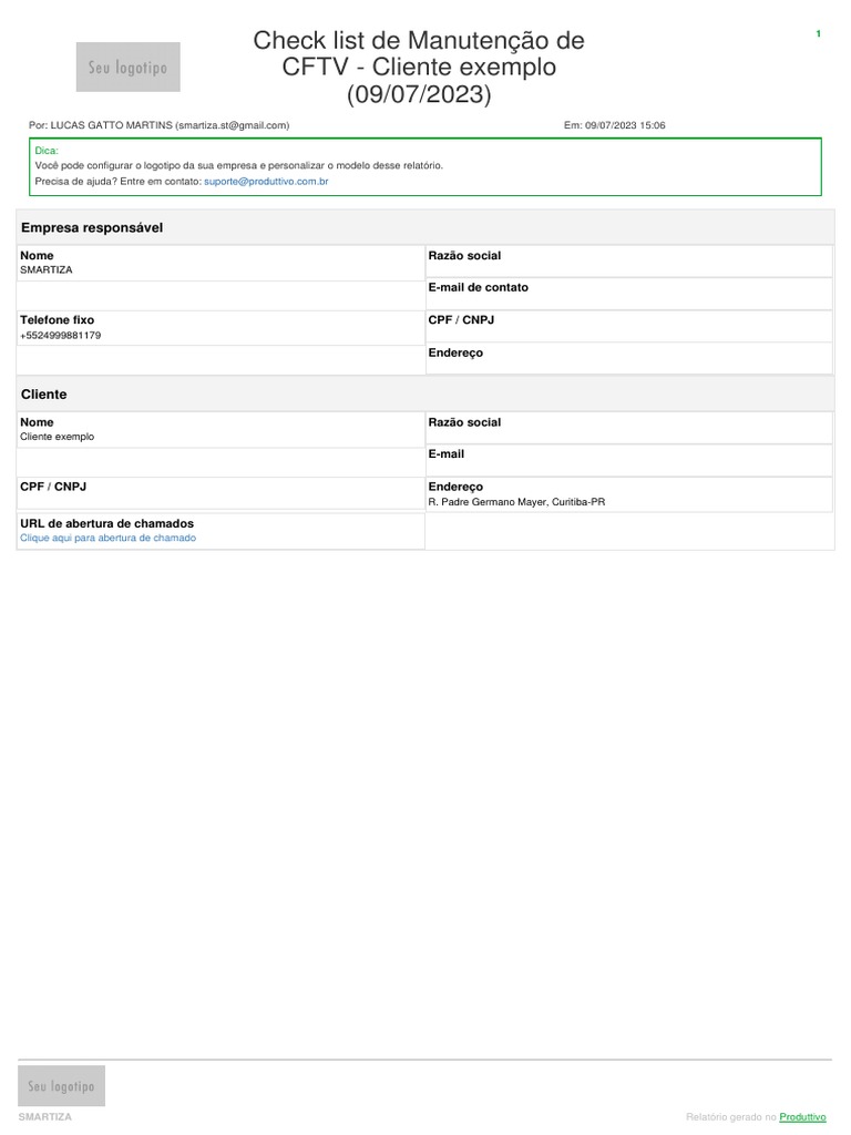 check list para manutenção de CFTV | PDF