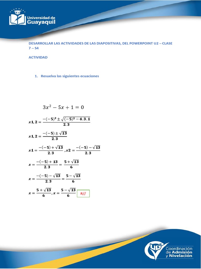 Tarea U2 - CLASE 7 - S4 MAT | PDF