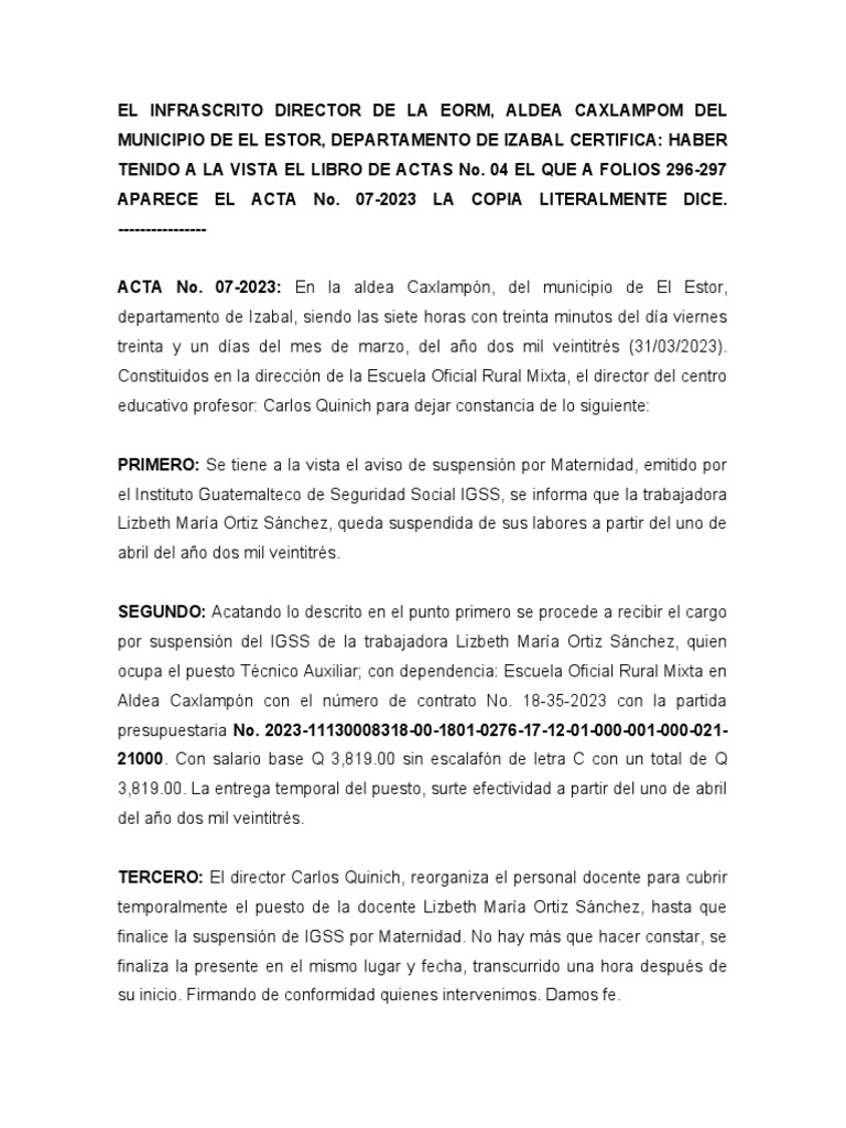 El Infrascrito Director de La Eorm | PDF | Gobierno