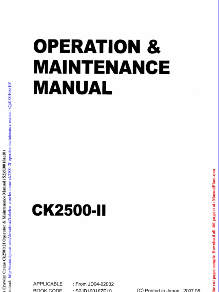 Kobelco CK2500-2F Manual Download | PDF | Technology & Engineering