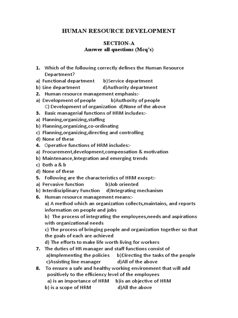 HRM Questions | PDF | Human Resource Management | Human Resources