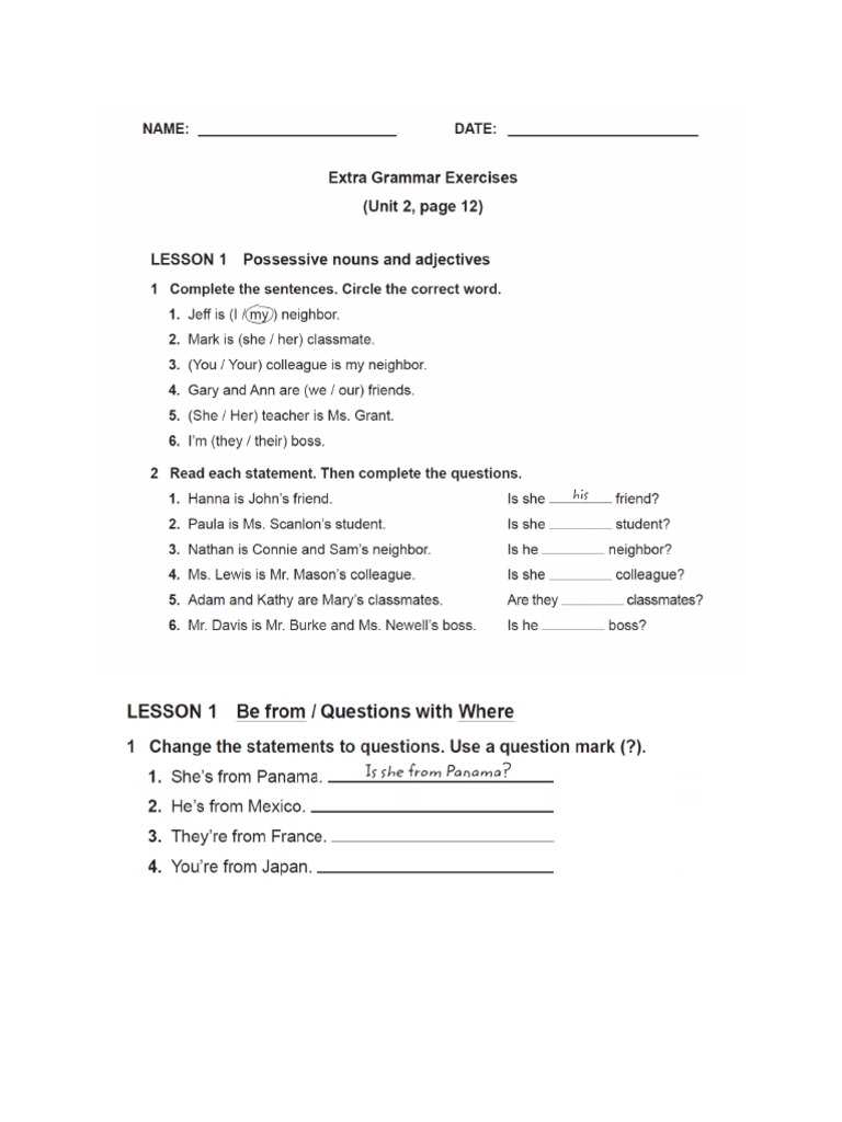 Review Unit 2-4 | PDF