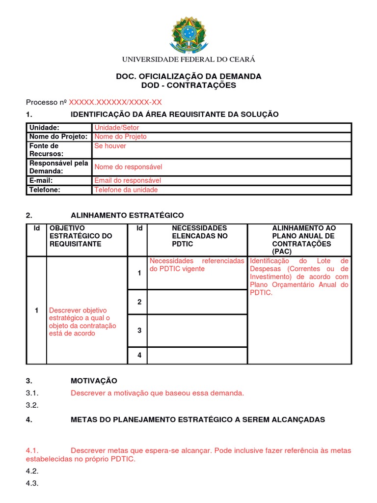 Dod Modelo Doc. Oficializacao de Demanda | PDF | Economias