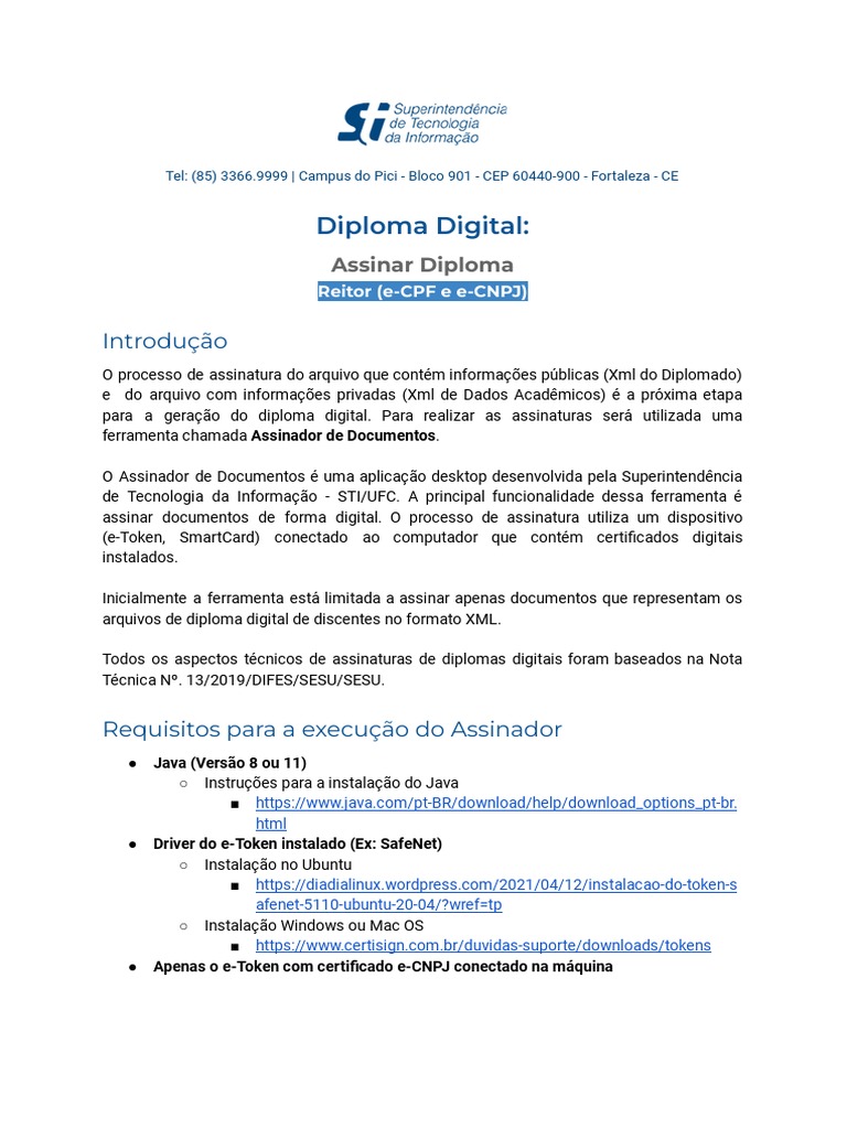 Assinatura de Diplomas Digitais XML | PDF | Janela (informática) | XML