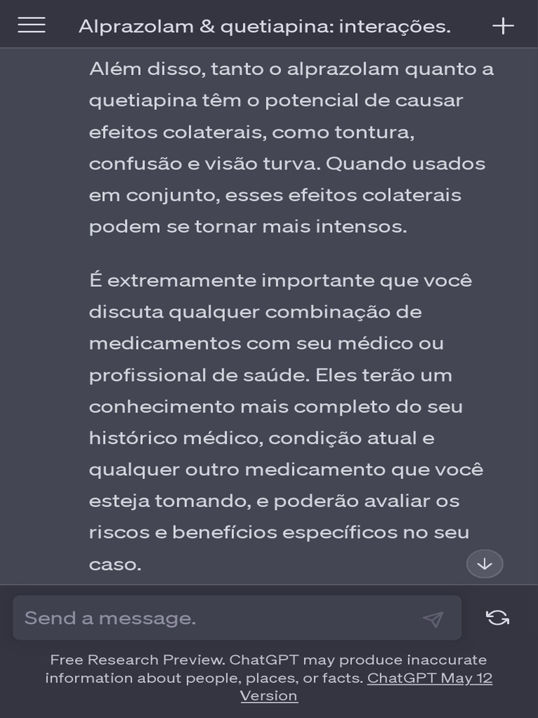 Alprazolam & Quetiapina Interações | PDF