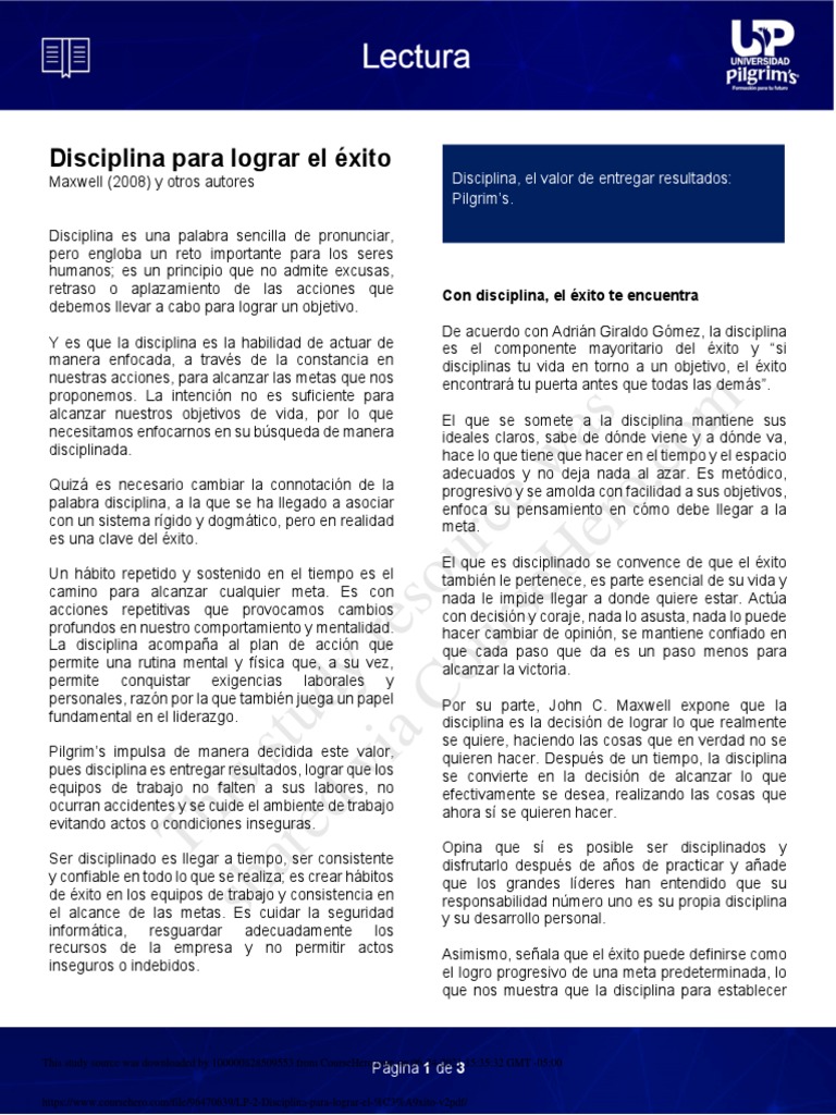 Disciplina: Clave del Éxito Personal | PDF | Cognición | Teorías psicologicas