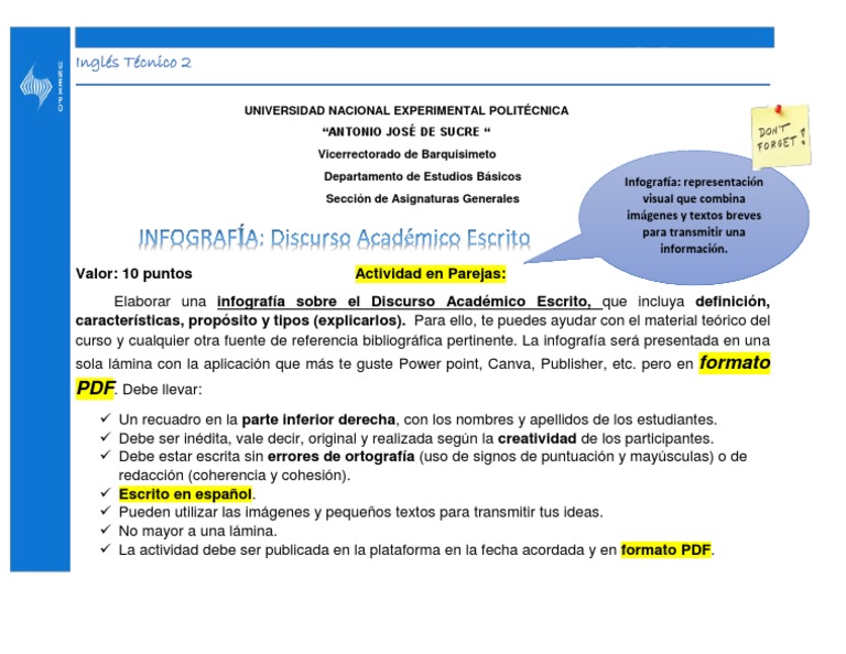 Infografía Sobre El Discurso Academico Escrito | PDF