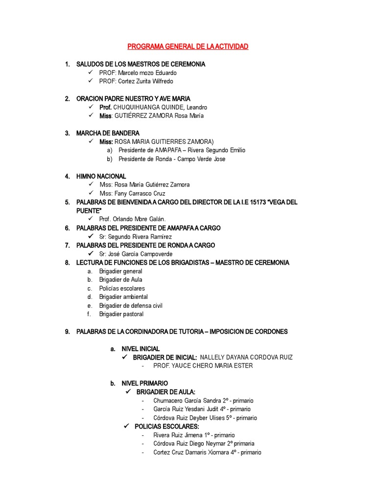 Programa General de La Actividad | PDF | Policía | Maestros