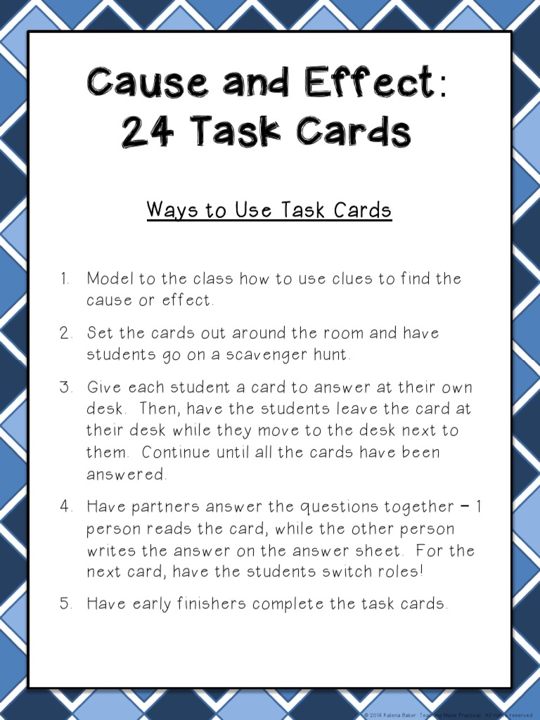 Cause and Effect Task Cards | PDF