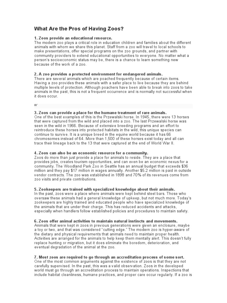 What Are The Pros of Having Zoos | PDF | Zoo | Horses