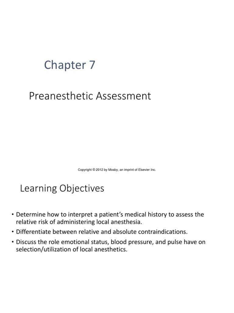 Chapter - 07 (1) Pre-Anesthetic Evaluation | PDF | Anesthesia ...