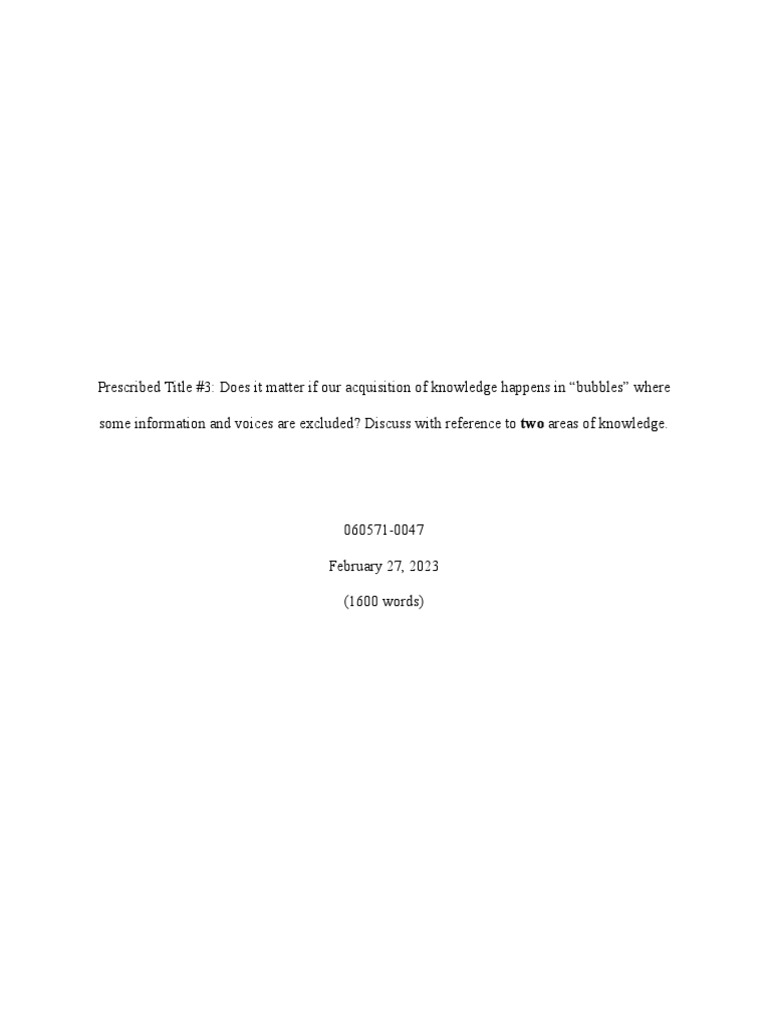 TOK Essay - Final | PDF