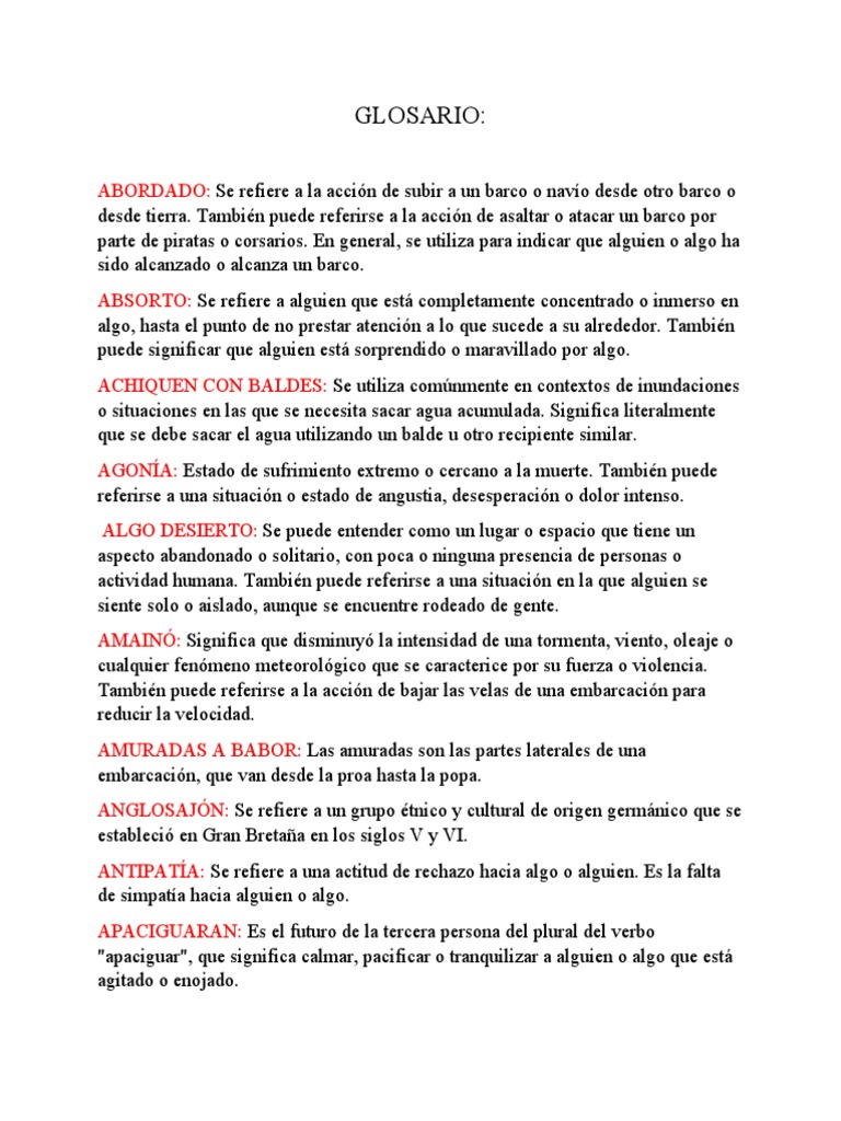 Diccionario Palabras Desconocidas | PDF | Aparejo | Buques