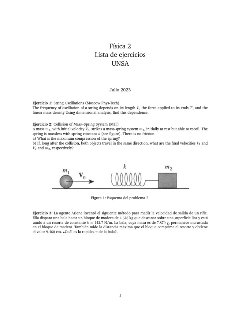 Unsa Ing Mecanca Fisica2 Lista1 | PDF