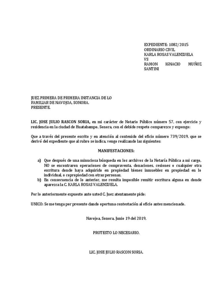 CONTESTACION OFICIO 1082-15 | PDF