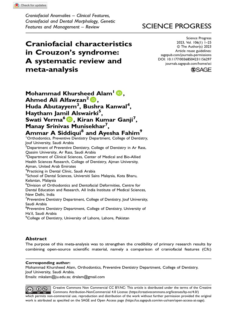 Crouzon's Syndrome Craniofacial Meta-Analysis | PDF