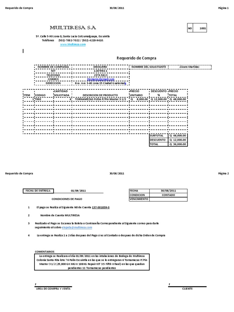 Requerido de Compra | Negocios
