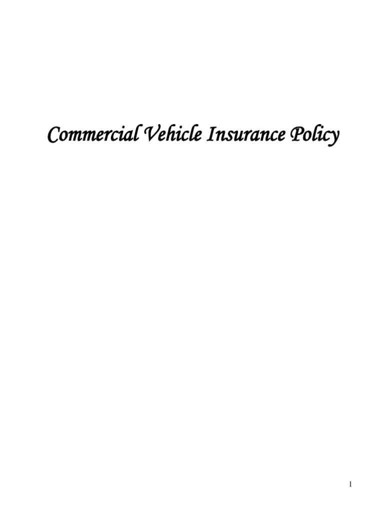 Commercial Vehicle Insurance Policy Guide | PDF | Indemnity | Insurance