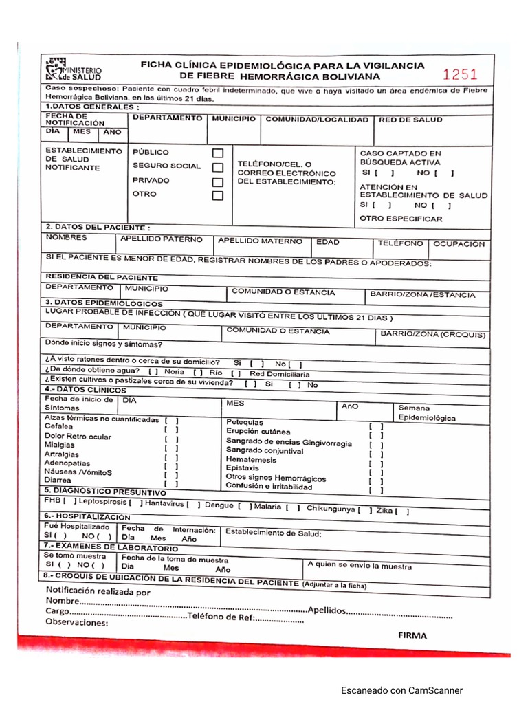 Ficha Fiebre Hemorragica | PDF