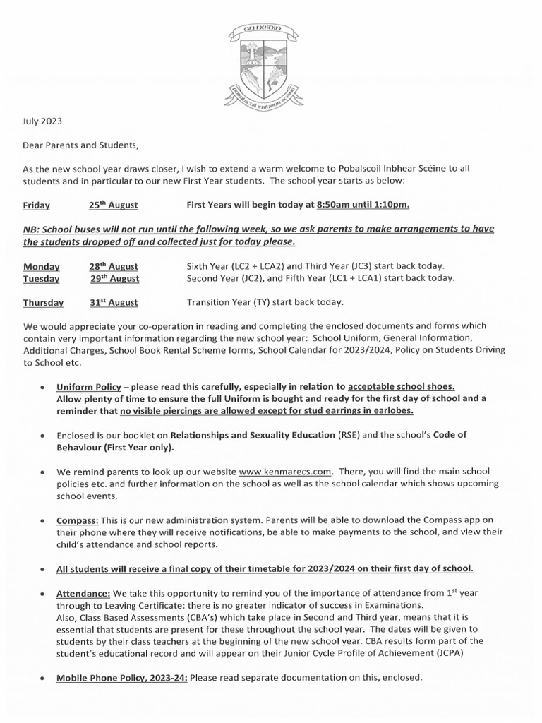 Annual Letter to Parents Guardians 2023 22062023 113626 | PDF