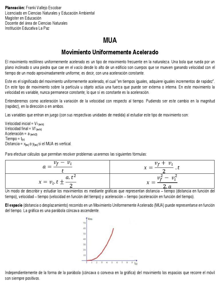 MUA | PDF | Aceleración | Velocidad