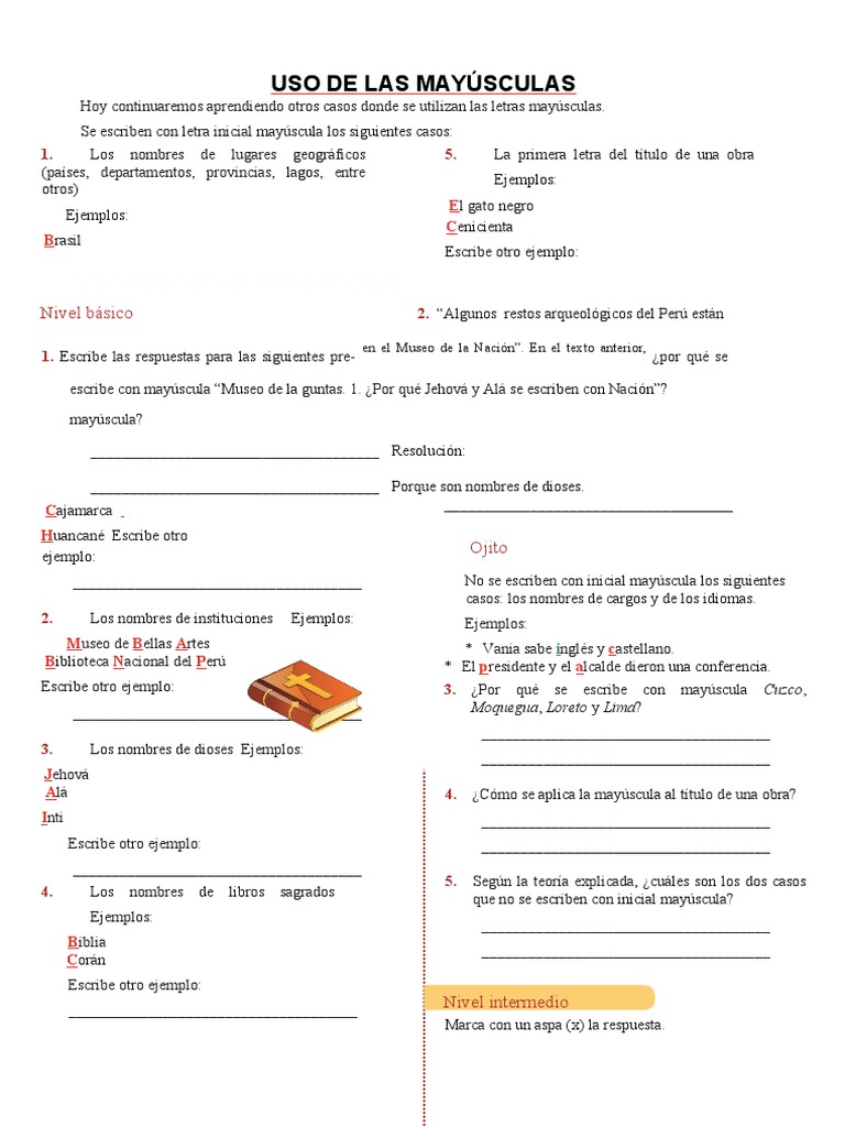 Uso de La Mayusculas Parte 2 | PDF | Perú | Lengua española