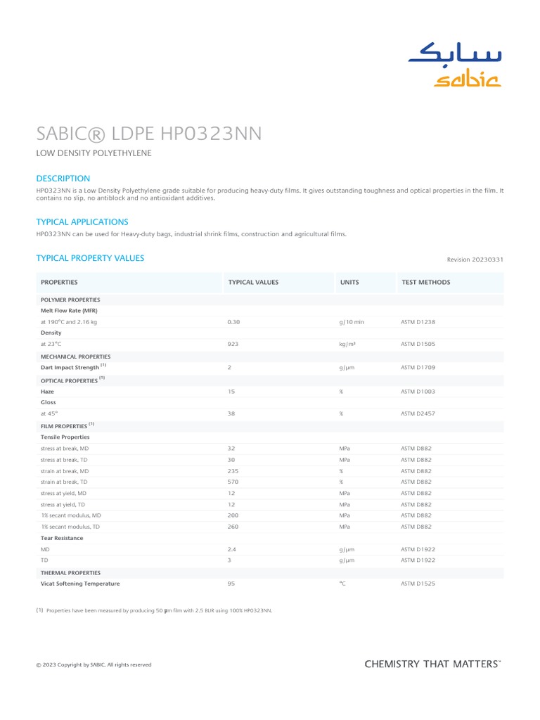 SABIC® LDPE - HP0323NN - Global - Technical - Data - Sheet | PDF ...