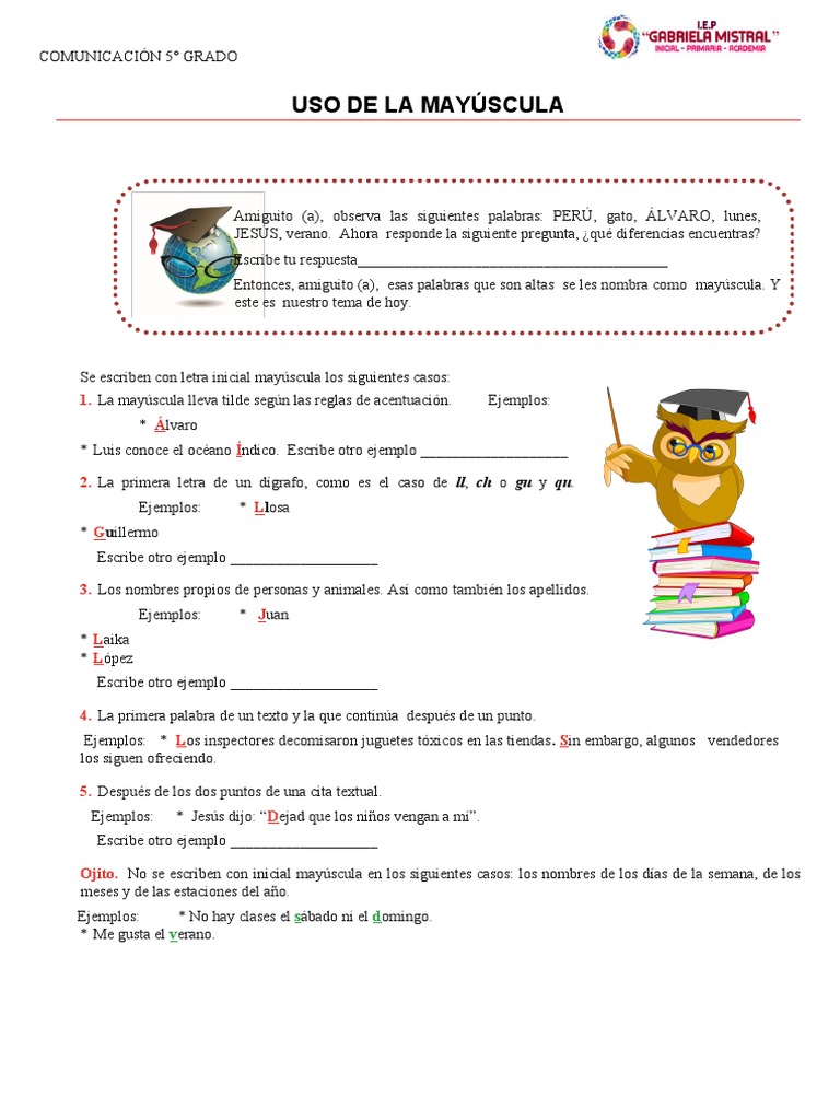 USO DE LA MAYÚSCULA | PDF | Lingüística | Ortografía