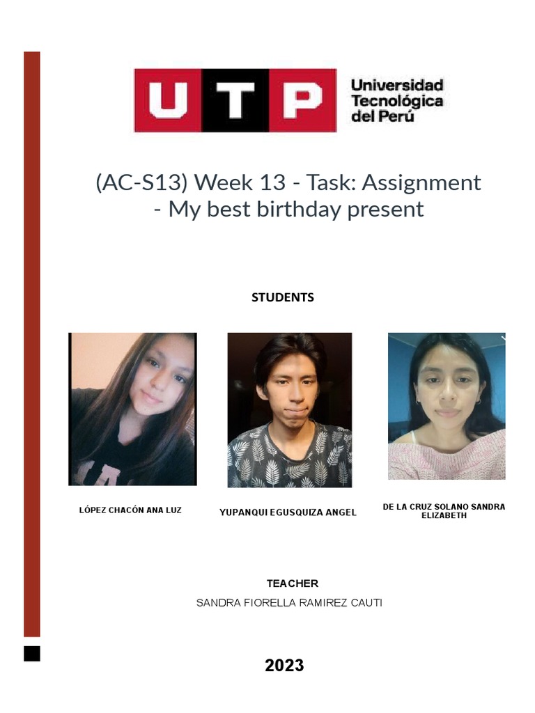 (AC-S13) Week 13 - Task Assignment - My Best Birthday Present | PDF