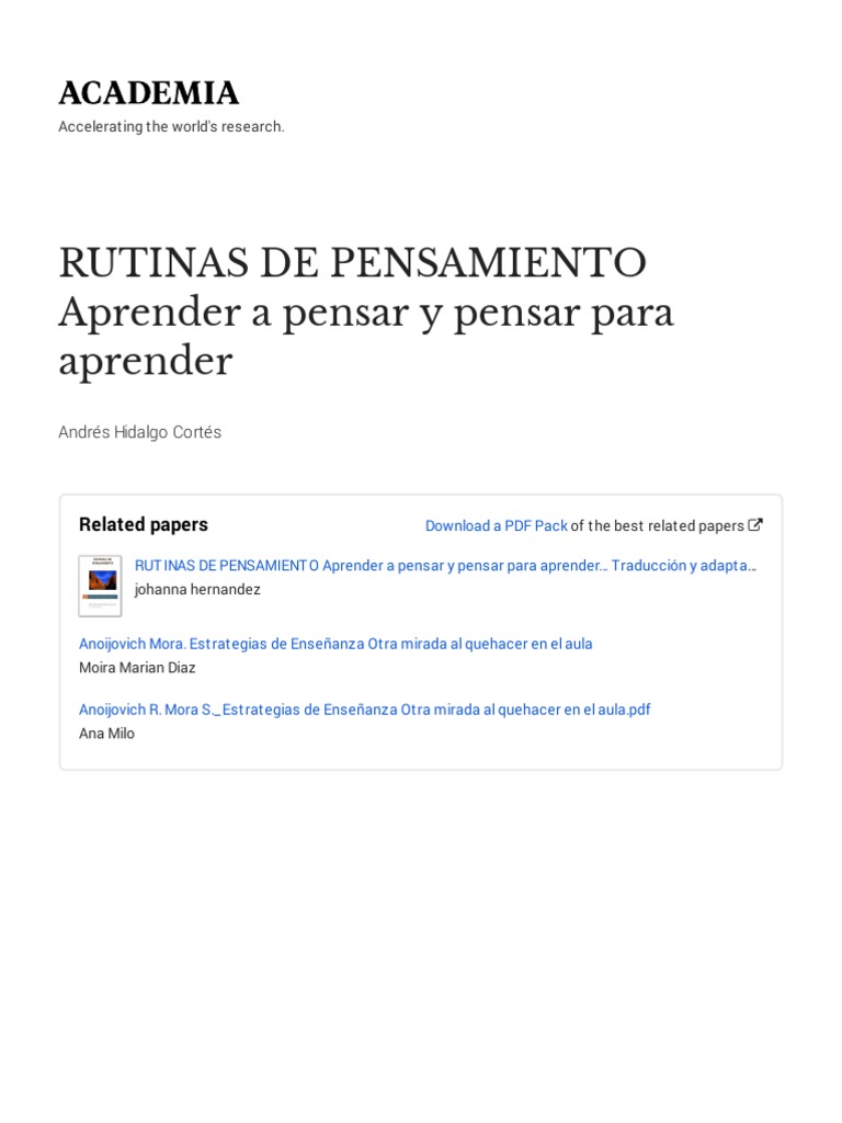Toaz - Info Rutinas de Pensamiento Aprender A Pensar y Pensar para ...